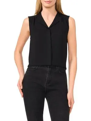 CECE DUPRAZ Sleeveless Mandarin Collar Button-up Shirt - Rich Black