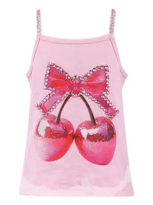 LOLA + THE BOYS Embellished Graphic Tank Top - Pink