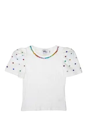 LOLA + THE BOYS Queen Gem Short Sleeve Tee - White