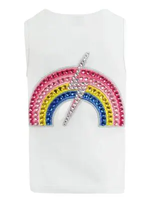 LOLA + THE BOYS Tank Top With Gem Embellishments - White