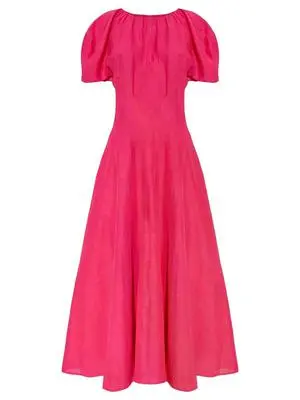 Tory Burch Balloon-sleeve Midi Dress - Pink