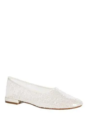 Aqua Giana Embellished Flats - White