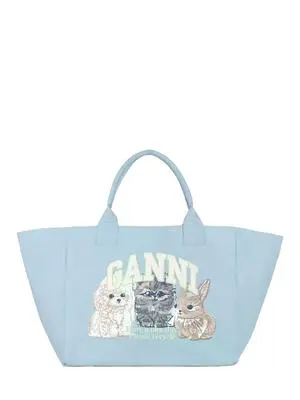 GANNI Recycled Cotton Tote Bag - Blue