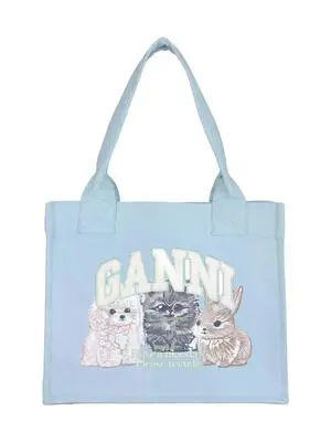 GANNI Recycled Cotton Tote Bag - Blue