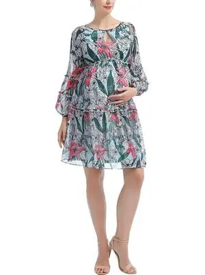 KIMI + KAI Nia Maternity Babydoll Dress - Multicolored