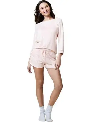 SOFTIES Dream 3/4 Sleeve Boatneck Top With Shorts Set Apricot