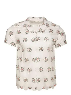 BODE Floral Aperture Short-sleeve Shirt - White