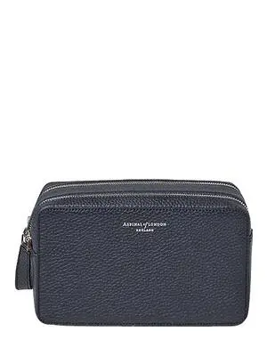 ASPINAL OF LONDON Mount Street Double Zip Wash Bag - Navy