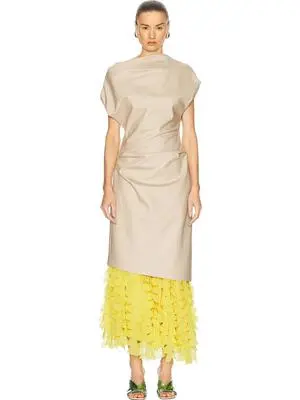 Brandon Maxwell The Lainey Dress - Light Khaki & Olive Oil