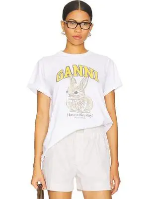 GANNI Basic Jersey Baby Bun Relaxed T-shirt - Bright White