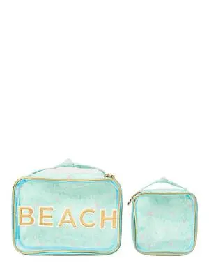 Lilly Pulitzer® Beach Accessories Pouch Set With Gold Bamboo Zipper Pulls - Mint Condition Fantastical