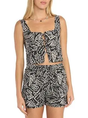 BILLABONG Printed Cotton Tank Black White