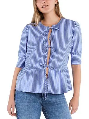 BILLY T Striped Ribbon Shirt - Nice Blu Stripes