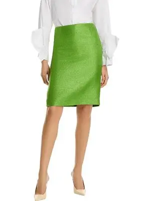 Oscar De La Renta Sequin Tweed Pencil Skirt - Fern
