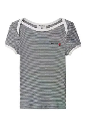 Miu Miu Striped T-shirt - White