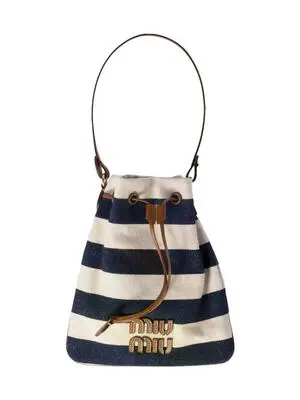Miu Miu Striped Bucket Bag - Blue