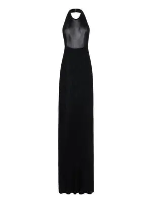 NILI LOTAN Gertrude Knit Maxi Halter Dress - Black