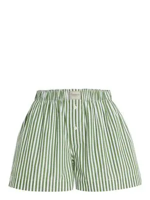 COMME SI La Boxer Classica Striped Cotton-poplin Shorts