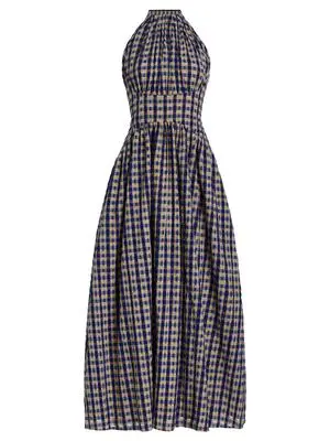 ROSIE ASSOULIN Halt(er) In The Name Of Love Checked-seersucker Midi Dress