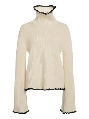 JIL SANDER Ribbed-knit Wool-blend Sweater - Ivory