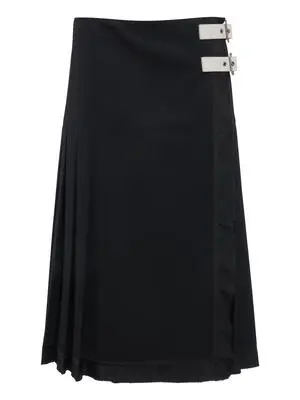 JIL SANDER Wool Kilt Midi Skirt - Black