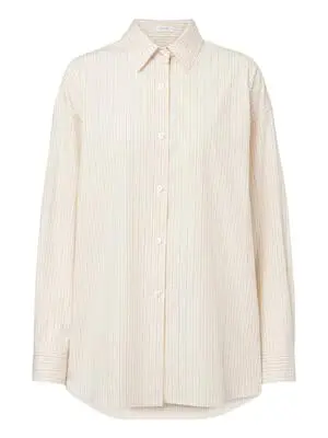 THE ROW Caster Striped Cotton Poplin Shirt - Beige