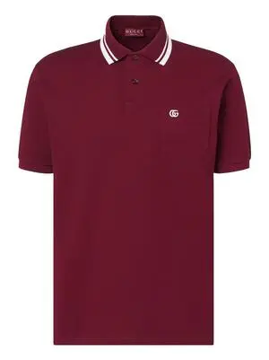 Gucci Double G Cotton-blend Piqué Polo Shirt - Burgundy