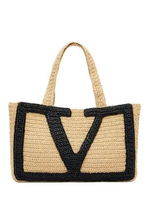 Valentino Garavani Viva Superstar Large Crochet Tote - Beige