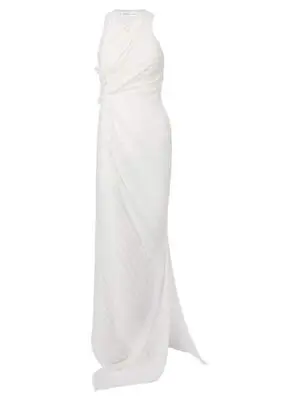 Victoria Beckham Gathered Cotton-blend Maxi Dress - White