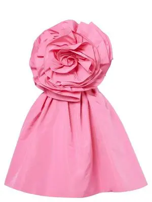 Carolina Herrera Floral-applique Silk Faille Cocktail Dress - Pink