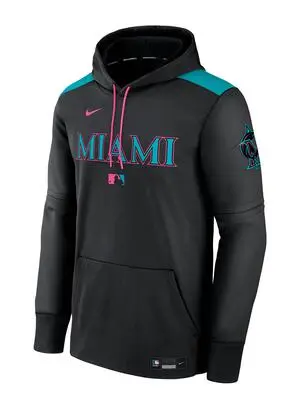 Nike Miami Marlins Authentic Collection City Connect Therma Mlb Pullover Hoodie - Black