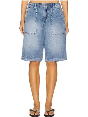 Good American Lite Linen Bermuda Shorts - Blue