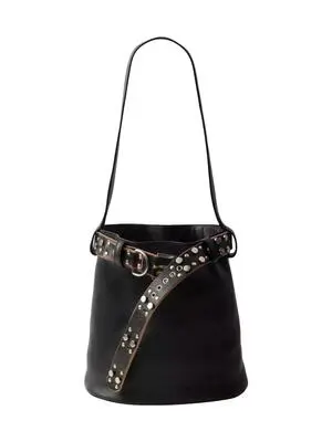 Prada Buckle Bucket Bag - Black