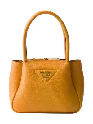 Prada Mini Leather Tote Bag - Orange