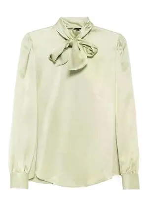 TOM FORD Satin Bow-detail Blouse - Green