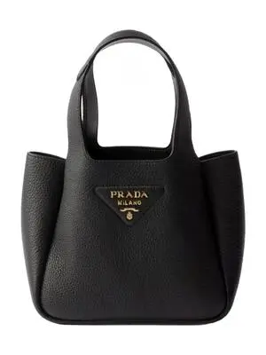 Prada Mini Leather Tote Bag - Black