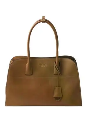 Prada Large Leather Tote Bag - Brown