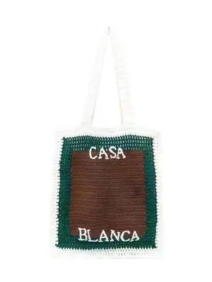 Casablanca Tennis Crochet Tote Bag Brown