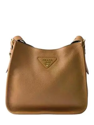 Prada Medium Leather Shoulder Bag - Brown