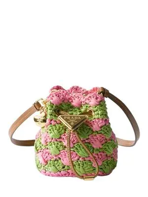 Prada Mini Crochet-knit Bucket Bag - Green
