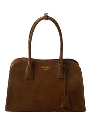 Prada Medium Suede Tote Bag - Brown