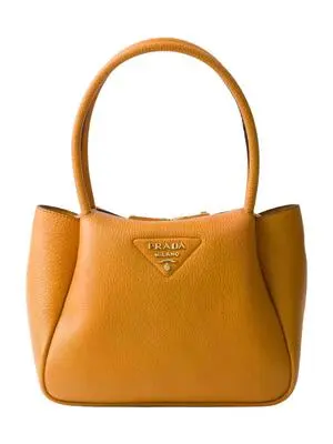 Prada Small Leather Tote Bag - Orange