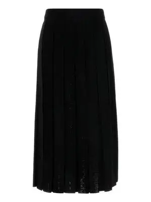 Tory Burch Pleated Midi Skirt - Black