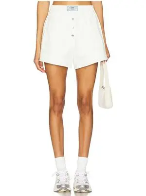 GANNI Linen Elasticated Shorts - Egret