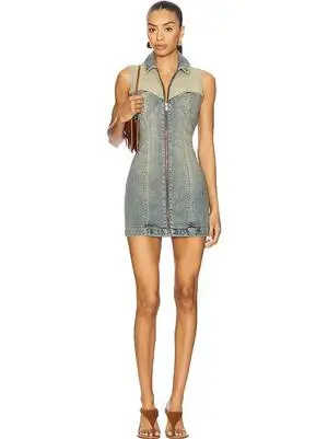 Abrand Denim Roxie Denim Mini Dress - Tint Dark Blue