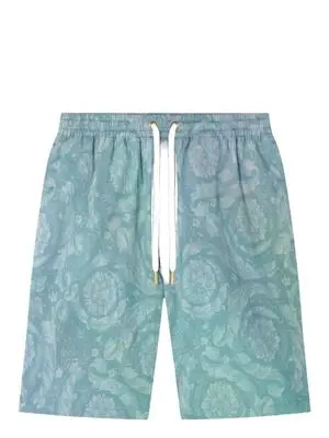 Versace Barocco-print Knee-length Shorts - Blue