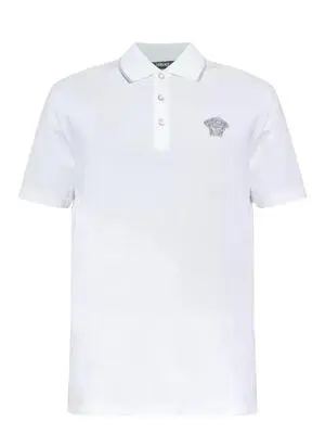 Versace Logo-embroidered Polo Shirt - White