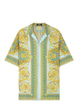 Versace Barocco-print Short-sleeve Shirt - Green