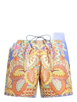 Etro Floral-print Swim Shorts - Blue