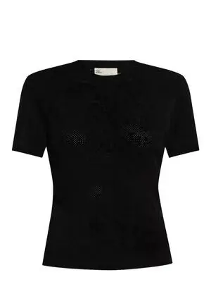 Tory Burch Perforated-knit Top - Black
